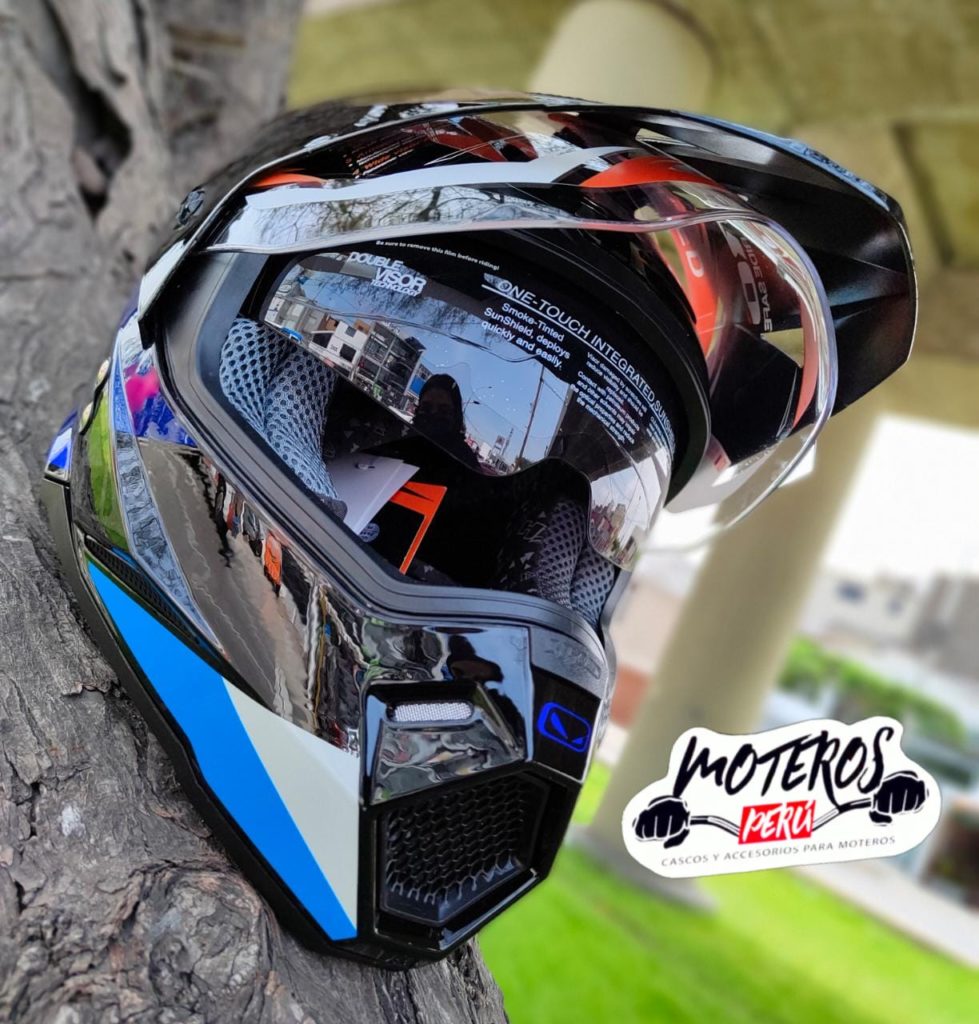 Casco HRO Dual Cross Dozzer Black Blue - MOTEROSPERÚ